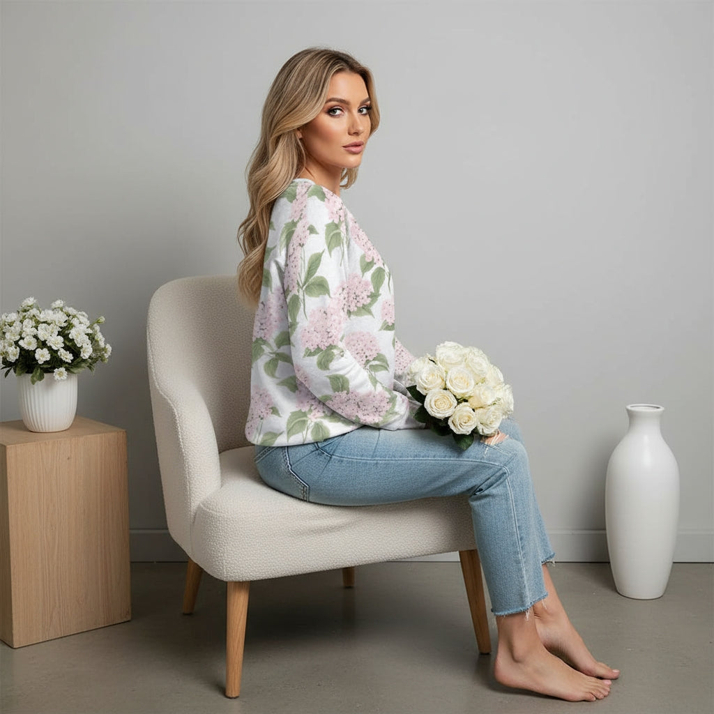Pink Hydrangea Women’s Sweatshirt Parkline Designs